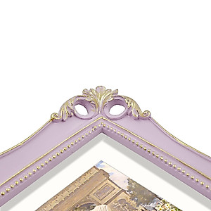 SIMON'S SHOP 11x14 Picture Frame Antique Frame 11x14 Vintage Photo Frames 14 x 11 in Lilac with Gold Trim, Wall Mounting Poster Frame Frames