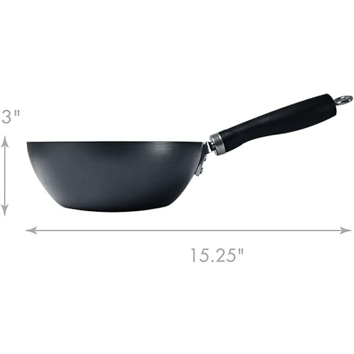 Ecolution Non-Stick Carbon Steel Wok with Soft Touch Riveted Handle, 8",Black