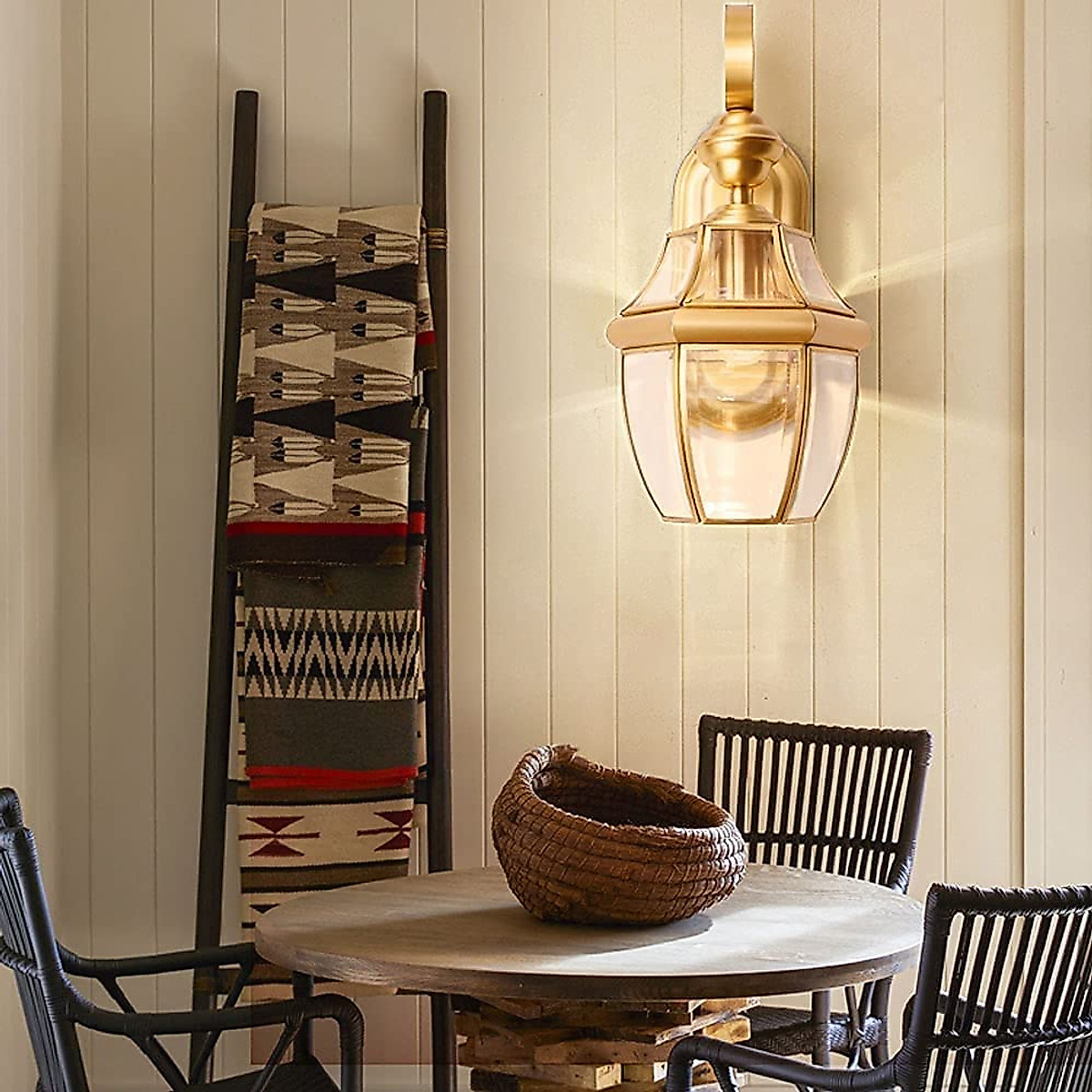 WANIYA1 American All-Copper Wall Lamp European Style Outdoor Waterproof Glass Wall Sconce Lighting Fixture Home Lighting Garage Porch Garden Wall Lights