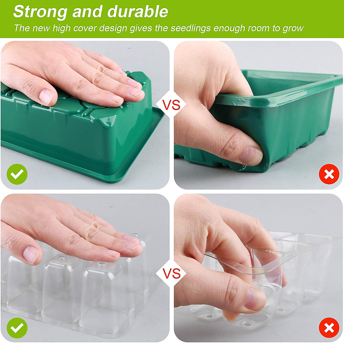 UNCLE.XIA 5 Pack Seed Trays Seedling Starter Tray Humidity Adjustable Plant Starting Kit with Dome and Base Greenhouse Grow Set Mini Propagator for Seeds Growing (60 Cells)