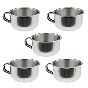 Baosity 5 Pc Durable Stainless Steel Mens Barber Shaving Mug Bowl Soap Cup for Brush