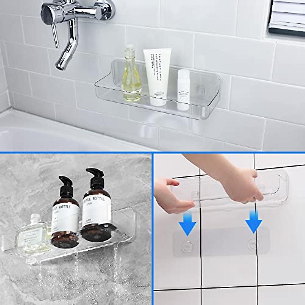 Diesisa Plastic Wall Mount Organizer, Adhesive Clear Acrylic Shelf, No Drilling Hang Walls, Adhesive Shelf with Self Adhesive Tape, for Bathroom, Pantry, Kitchen, Utility Room 12.4 * 3.42 * 3.26 inch