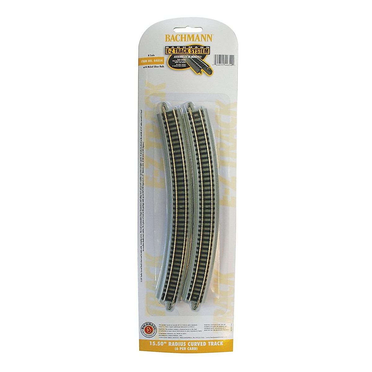 Bachmann Industries 15.50" Radius Curved Track (6/Card) Snap Fit E-Z Track, N Scale