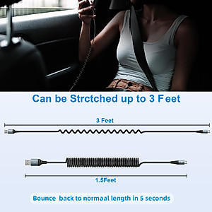 USB C Cable 6ft, 2Pack USB A to USB C 3A Fast Charging, Coiled Type C Charger Cord for Car USB-C Cable Compatible with Samsung Galaxy A10e A20 A50 A51 A71 S20 S10 S9 S8 Plus S10E Note 20 10 9