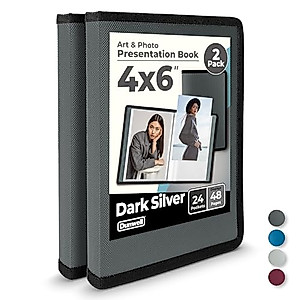 Dunwell Small Photo Album 4x6 (2-Pack), 4 x 6 Photo & Art Portfolio Presentation Book, Each Shows 48 Pages, Professional Mini Photo Book for 4x6 Pictures, Postcards, Artwork, Keepsakes