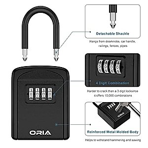 Key Lock Box for Outside,【2 Pack】Weatherproof 4 Digit Combination Key Storage Lock Box, 5 Keys Capacity Lockbox with Removable Shackle for Indoor Outdoor, Small Size 3.66in