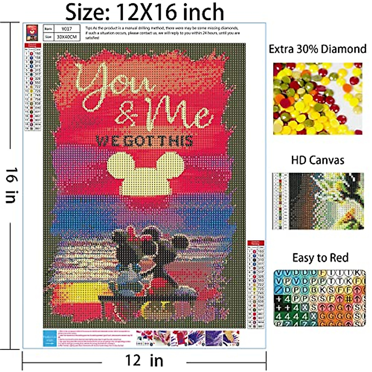 uohqhi 5D Diamond Art Cartoon, Cartoon Round Diamond Art Kits for Adults, Cartoon Diamond Painting for Festival Gift(12X16inch)