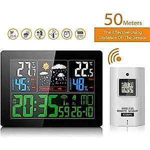 YOUOOK Weather Station Wireless Indoor Outdoor Multiple Sensors, Digital Atomic Clock Weather Thermometer, Temperature Humidity Monitor Forecast Weather Stations with Backlight