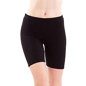 Emprella Slip Shorts 3-Pack Black Bike Shorts Cotton Spandex Stretch Boyshorts For Yoga,Black,Large