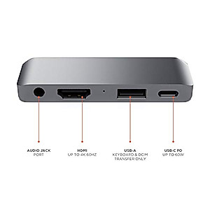 Satechi Type-C Mobile Pro Hub Adapter with USB-C PD Charging, 4K HDMI, USB 3.0 & 3.5mm Headphone Jack – for M2/ M1 iPad Pro, M1 iPad Air, iPad Mini and More (Space Gray)