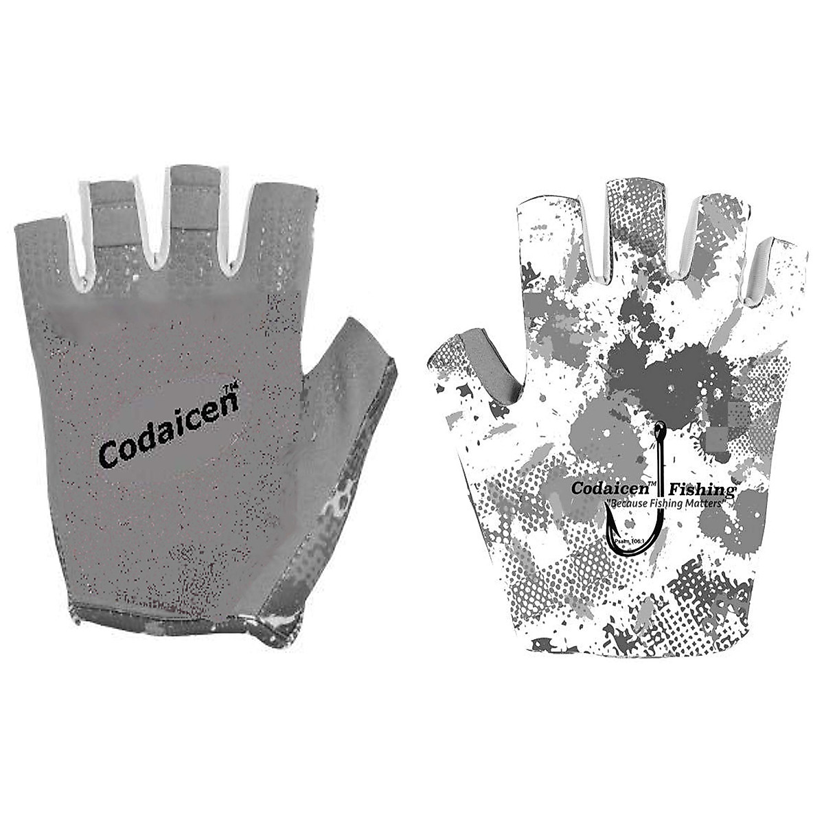 Codaicen Fingerless Fishing Gloves Fishing Gloves for Men or Women - UV Sun Protection UPF 50+ SPF - Rowing, Paddling, Kayaking, Golf (X-Large White)