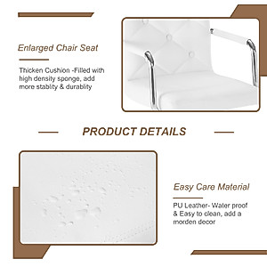 VECELO Bar Stools, Adjustable Bar Stools Set of 4, Counter Height Barstool with Back and Arms, Swivel PU Leather Bar Chairs for Kitchen/Island, White