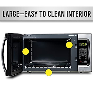 Farberware Countertop Microwave 1000 Watts, 1.1 cu ft - Microwave Oven With LED Lighting and Child Lock - Perfect for Apartments and Dorms - Easy Clean Brushed Stainless Steel