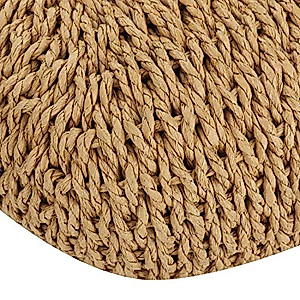 Hand-woven Straw Large Hobo Bag for Women Round Handle Ring Toto Retro Summer Beach (Brown)