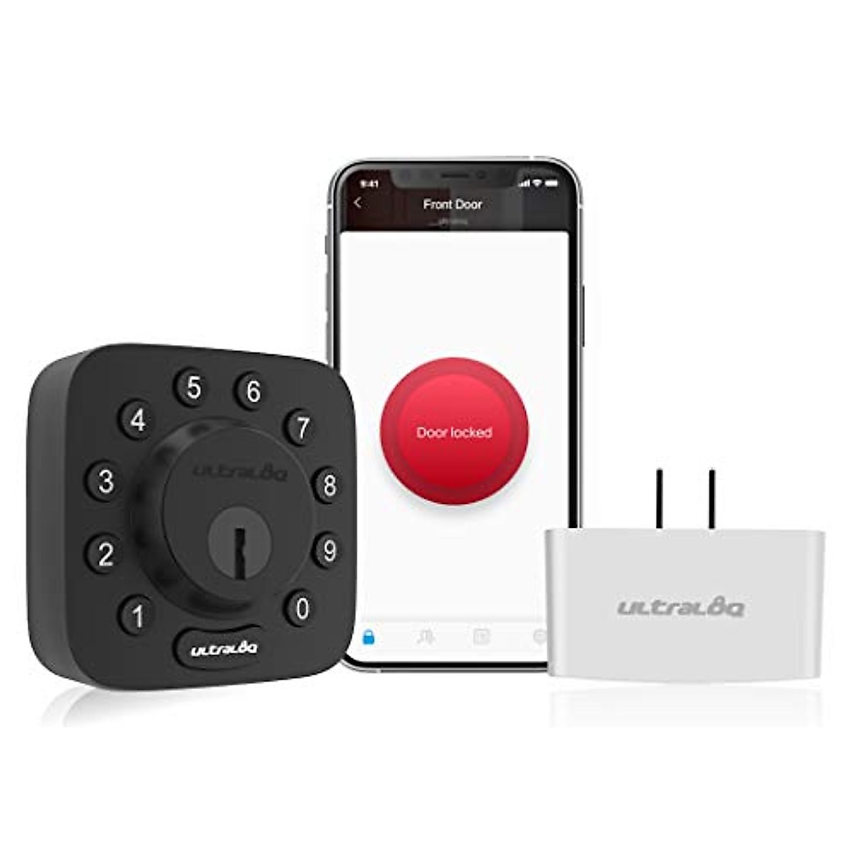 Smart Lock, ULTRALOQ U-Bolt with Bridge WiFi Adaptor, 5-in-1 Keyless Entry Door Lock with WiFi, App, Bluetooth and Keypad, Smart Door Lock, Smart Deadbolt, ANSI Grade 1 Certified- Black