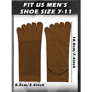 Bencailor 6 Pairs Women Five Toe Socks Cotton Breathable Compression Solid Color Tube Sock for Women Men Athletic Running(5-9,Black, White, Dark Gray, Light Gray, Coffee, Navy)