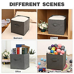 C&AHOME Cube Storage Bins 6-Pack Foldable Fabric Storage Cubes Baskets Containers Drawers with Dual Handles, Toys Closet Storage Box for Organizing Shelf, 10.5" L x 10.5" W x 11" H, Dark Grey