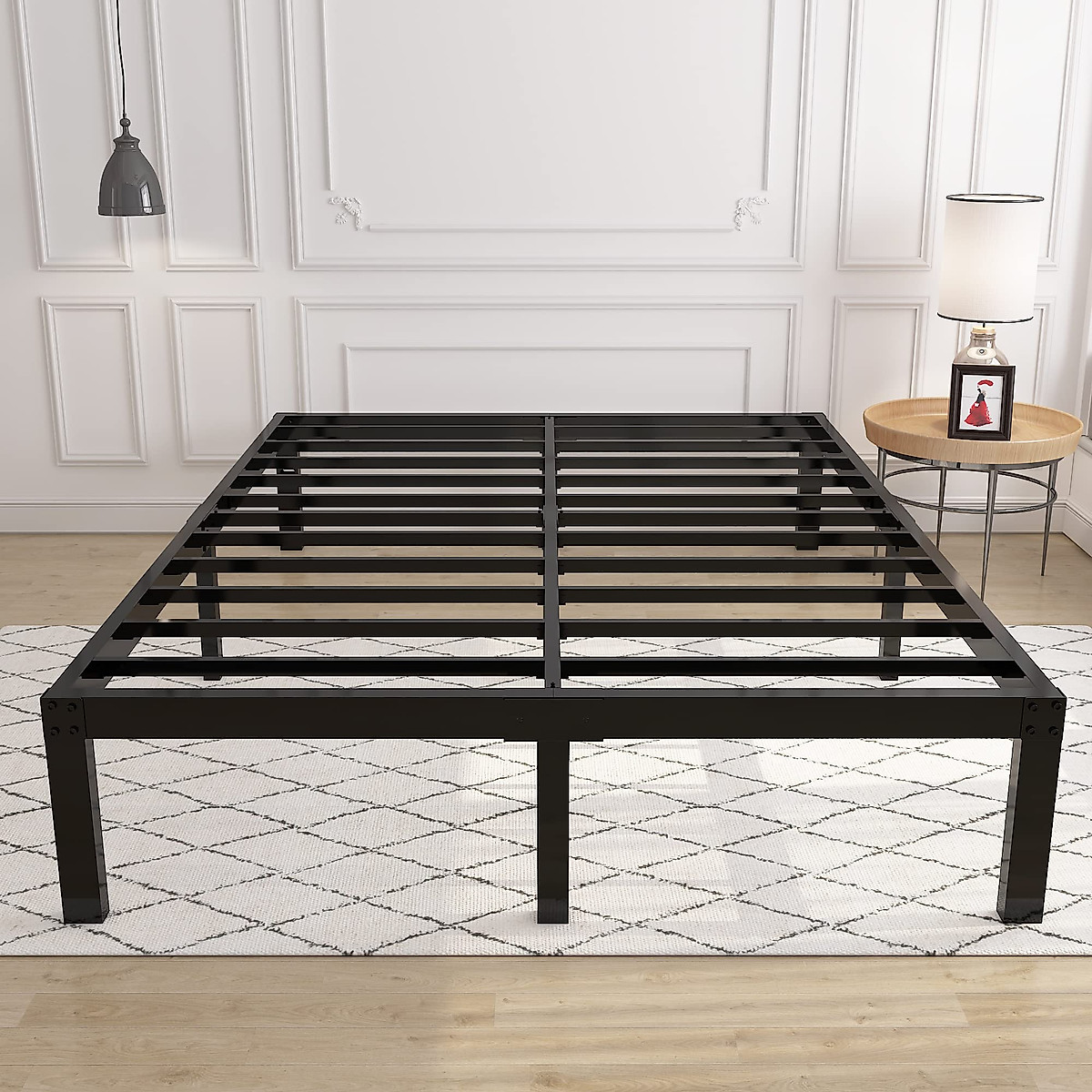 yookare 14 Inch 4000lbs Heavy Duty Support Basic Bed Frame/Mattress Foundation/Box Spring Replacement/Steel Slat Platform/Easy to Assemble/with Storage/Noise Free, Cal King