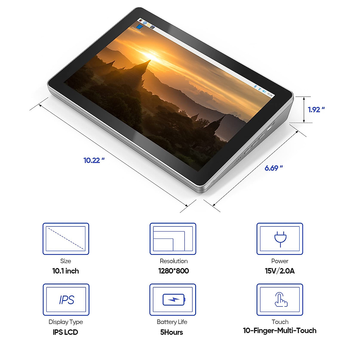 SunFounder RasPad 3.0 - an All-in-One Tablet for Raspberry Pi 4B with 10.1" Touchscreen and Built-in Battery for IoT, Programming, Gaming, 3D Printing Projects