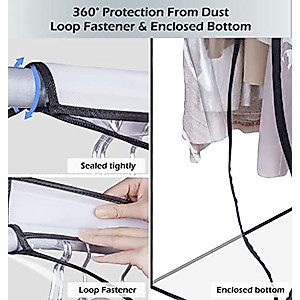 SLEEPING LAMB 50'' Extra Large Clear Hanging Garment Bags for Closet Storage Bottom Enclosed Garment Rack Cover Sealed Wardrobe Clothes Protector for Coats, Suits, Dresses （Not Including Frame）