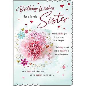 Piccadilly Greetings Traditional Birthday Card Sister - 9 x 6 inches -, A20202