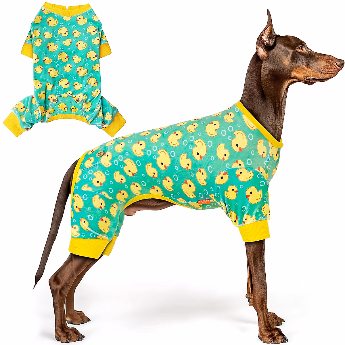 KYEESE Dog Pajamas Yellow Ducks Dog Onesie Dog Coat Dog Pajamas Large Sized Dog Soft Dog Costume Dog Clothes Dog Surgery Recovery Suit Dog Body Suits After Surgery Cat Clothes Large Dog Pajamas