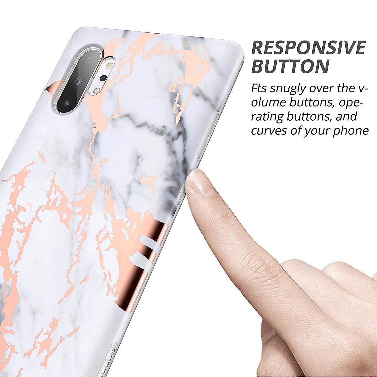 SURITCH Galaxy Note 10 Plus Case, Natural Marble, Built-in Screen Protector, Full-Body Shockproof Rugged Bumper - Gold