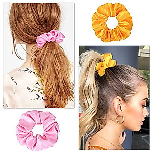 80 Pcs Silk Satin Hair Scrunchies 40 color Hair Bobbles Ponytail Holder Hair Accessories Scrunchy Solid Color Hair Ties