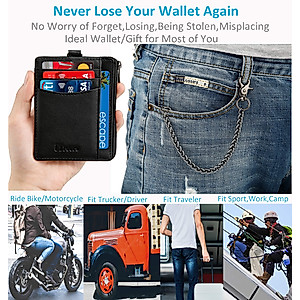 UTreers Chain Wallet Men Minimalist RFID Wallet Biker Trucker Travel Badge Holder Zipper