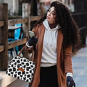 Aiphamy Insulated Lunch Bag Reusable Lunch Box Lunch Cooler Tote Bag for Women Men Adults Work Picnic (Cow Print)