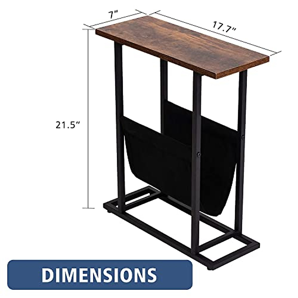 FONTOI End Side Table with Pocket Storage Sofa Couch Snack Bedside Furniture for Living Room Bedroom and Small Spaces, Rustic Brown