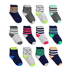 Simple Joys by Carter's Baby 12-Pack Socks, Multicolor/Dinosaur/Stripe, 4-5T