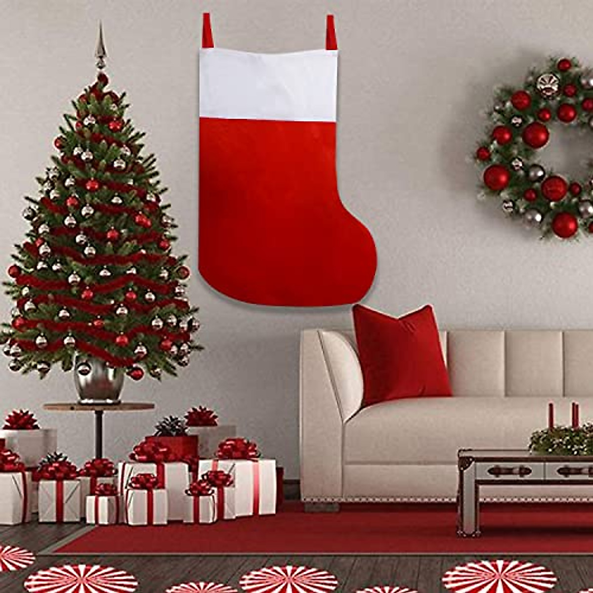 KIMOBER Oversized Giant Felt Christmas Stocking, Jumbo Hanging Christmas Stockings for Family Party Decorations - 45"