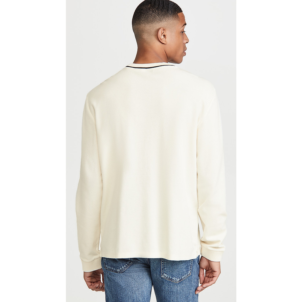 Club Monaco Men's Pique Sweatshirt, Blanc DE Blanc, Large