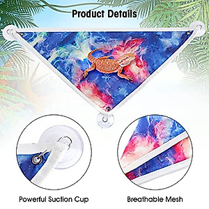 Reptile Hammock Swing Hanging Bed, Lizards Hammocks, Bearded Dragon Lounger, Terrarium with Suction Cups Habitat Decor Hammock for Climbing Chameleon Hermit Crab Lizards Birds Gecko