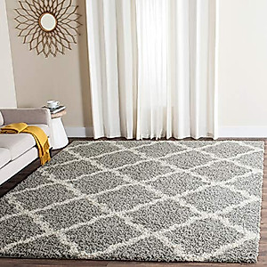 SAFAVIEH Dallas Shag Collection Area Rug - 6' x 9', Ivory & Beige, Trellis Design, Non-Shedding & Easy Care, 1.5-inch Thick Ideal for High Traffic Areas in Living Room, Bedroom (SGD257B)