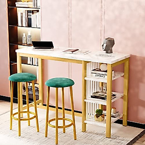 AWQM B010-YBJ2 Table Set, 47.24" × 15.75" × 38.98" (Width×Depth×Height), White