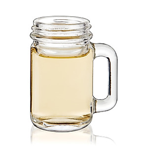 True Mason Jar Shot Glasses, Mini Mason Jar Shot Glasses with Handle, 1 Ounce Shot Glass, Set of 6, Glass