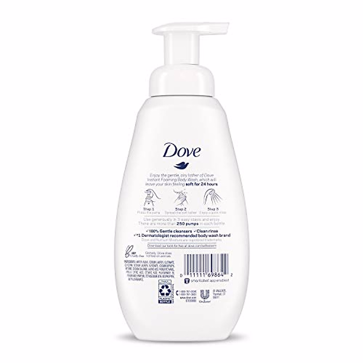 Dove Instant Foaming Body Wash for Softer and Smoother Skin Sensitive Skin Effectively Washes Away Bacteria While Nourishing Your Skin 13.5 oz Pack of 4