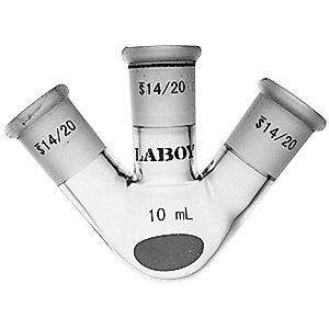 Laboy Glass 25mL 3 Neck Round Bottom Boiling Flask with 14/20 Center & Side Joints Angled Receiving Reflux Flask Multi Neck Apparatus Organic Chemistry Lab Glassware