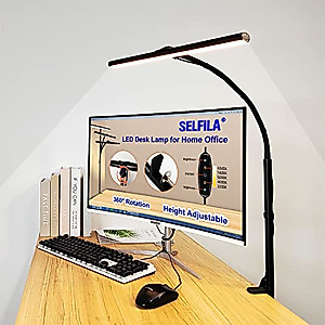 selfila LED Desk Lamp with Clamp - Architect Desk Lamp Swing Arm Task Light 360 ° Rotation Gooseneck Desktop Lighting for Office Home Workbench Drafting Reading