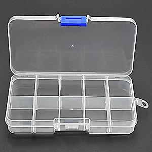 XINMEIWEN 4Pcs 10 Little Grids Plastic Organizer Storage Box with Removable Dividers for Jewelry Ring Beads Ornament Crafts and Thread (5.1 x 2.6 x 0.8”, White)