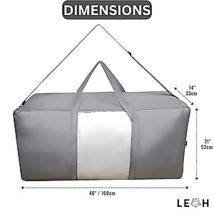 LEOH Extra Large Storage Bag for Clothes | Heavy Duty Storage Bags | Blanket Storage Bags with Zipper | Strong Packing Bags for Moving Comforter Underbed Bedding Blankets Quilts Pillows | 2x 180L
