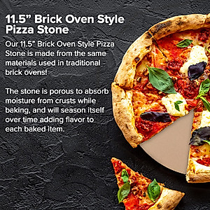 Nuwave Brick Oven-Style 3pc Pizza Kit,11.5” Cordierite Pizza Stone,10" SS Pizza Peel, SS Pizza Cutter/Server, For Indoor Electric Ovens, Outdoor Gas, Wood Fire Grills, BBQ Grilling, NuWave Bravo XL