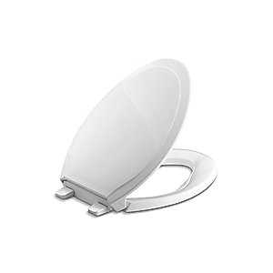 Kohler 4734-0 Rutledge Elongated, Grip-Tight Bumpers, Quiet-Close Release Hinges, Quick-Attach Hardware, No Slam Toilet Seat, White