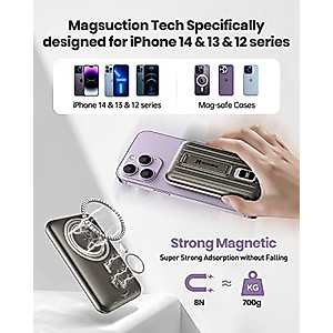 Coolreall 【4 in 1】 Magnetic Wireless Power Bank, Slim 10000mAh Portable Charger with Phone Holder, 15W Type-C Fast Charger Mag-Safe Battery Pack Compatible with iPhone 14 13 12 iWatch Series