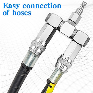 2 Pcs Air Hose Connectors 2 Way Air Hose Splitter Fittings 1/4 in NPT Air Compressor Fittings High Pressure Resistance Air Manifold Swivel 360 Degrees Connectors Air Compressor Accessories
