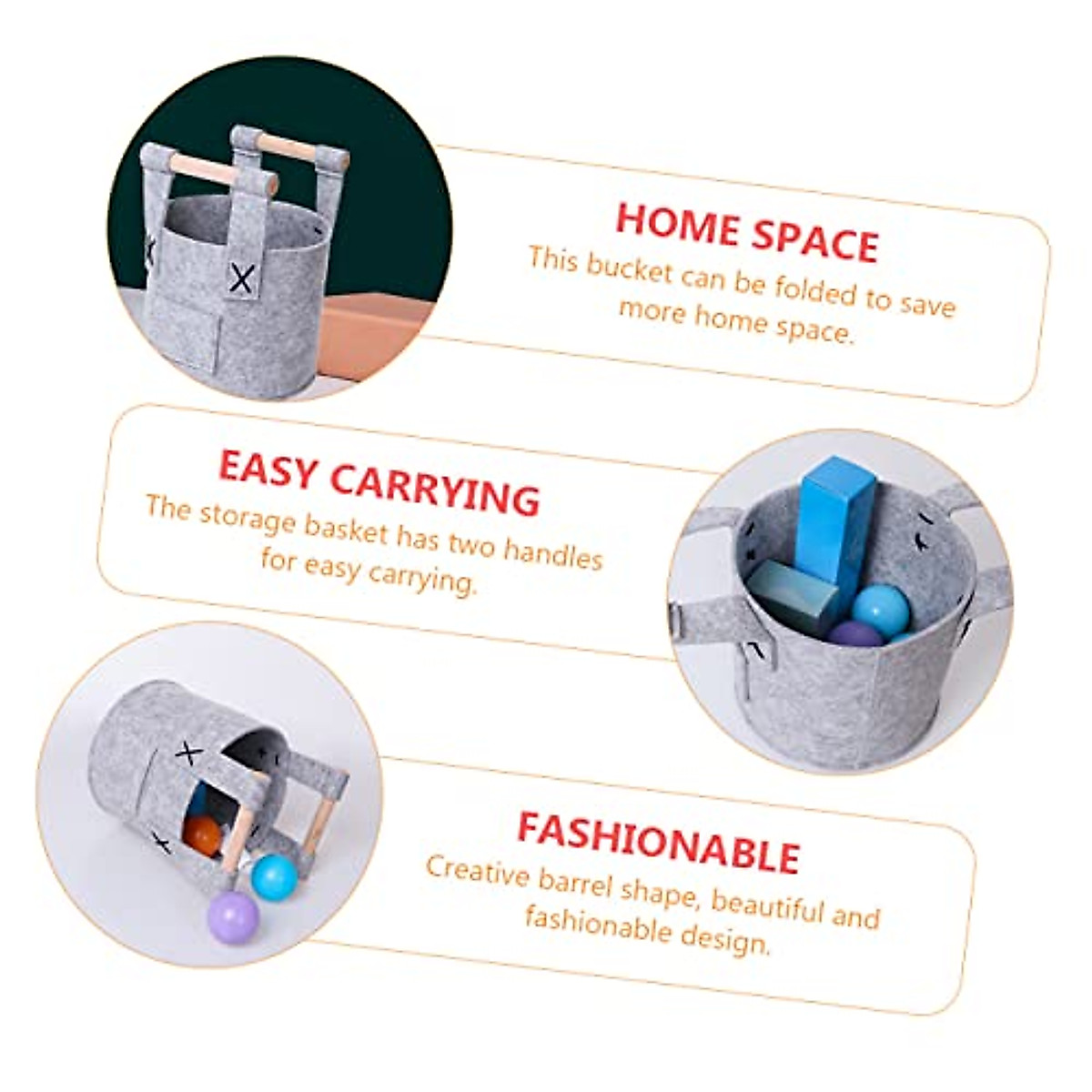 1 PC Laundry Office Cubes Felt Clothing Home Basket Bins Organizer Household Storage for Handles Large Pet Simple Farbric Wooden with Sundries Blankets Desktop Bucket Clothes