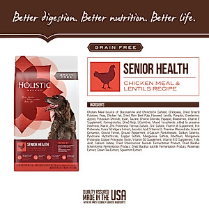 Holistic Select Natural Pet Food Holistic Select Natural Grain Free Dry Dog Food, Senior Chicken Meal & Rice Recipe, 24-Pound Bag