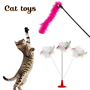 Cat Toys Kitten Toys Assortments, 32 Packs Cat Toys Variety Pack for Kitty, Cat Balls with Bells,Cat Feather Toy, Cat Mouse Toy, Cat Crinkle Balls, Catnip Toys for Indoor Cats Kittens